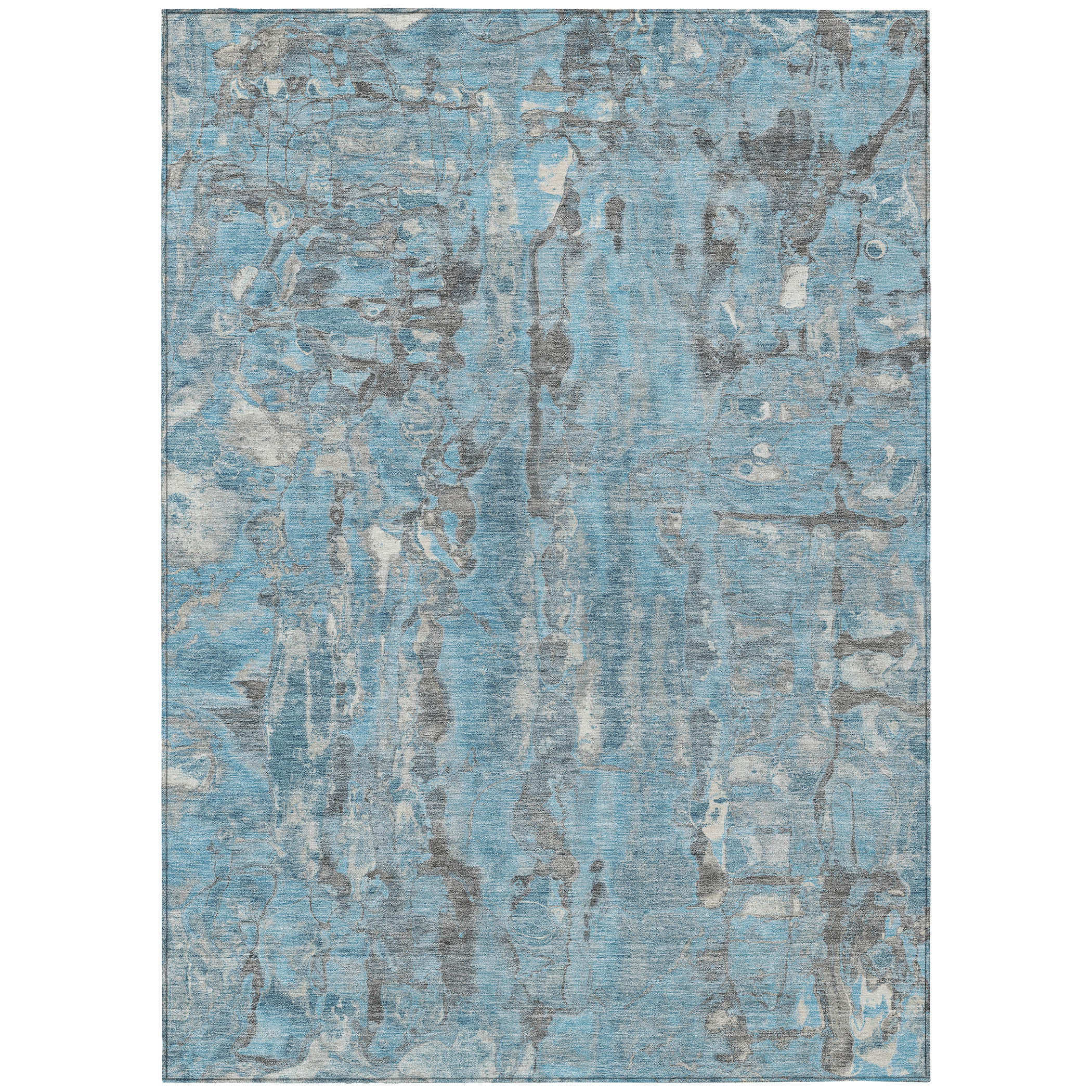 Bungalow Rose 8' X 10' Denim Blue And Gray Abstract Washable Indoor ...