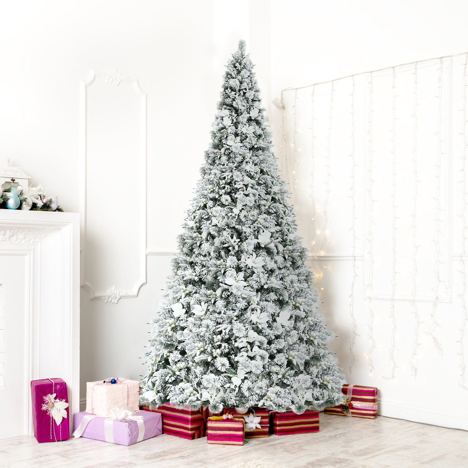 The Holiday Aisle® 8 Feet Snow Flocked Hinged Christmas Tree With
