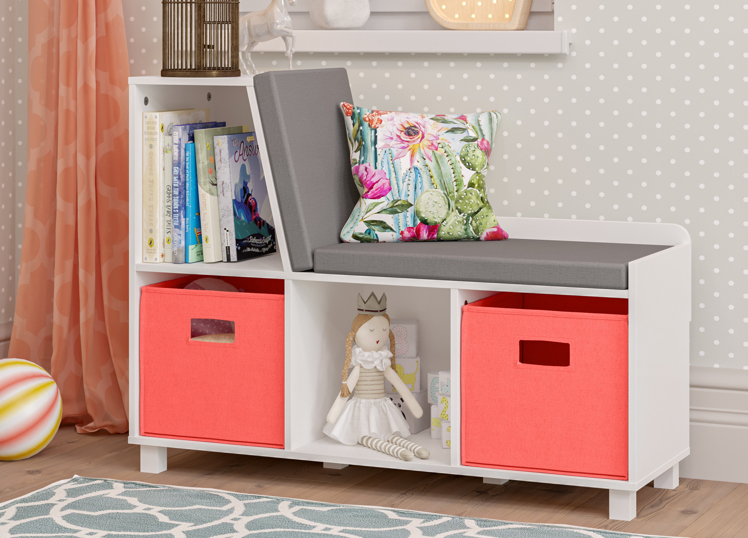 RiverRidge Home RiverRidge Kids Reading Book Nook Cushioned Toy Storage ...