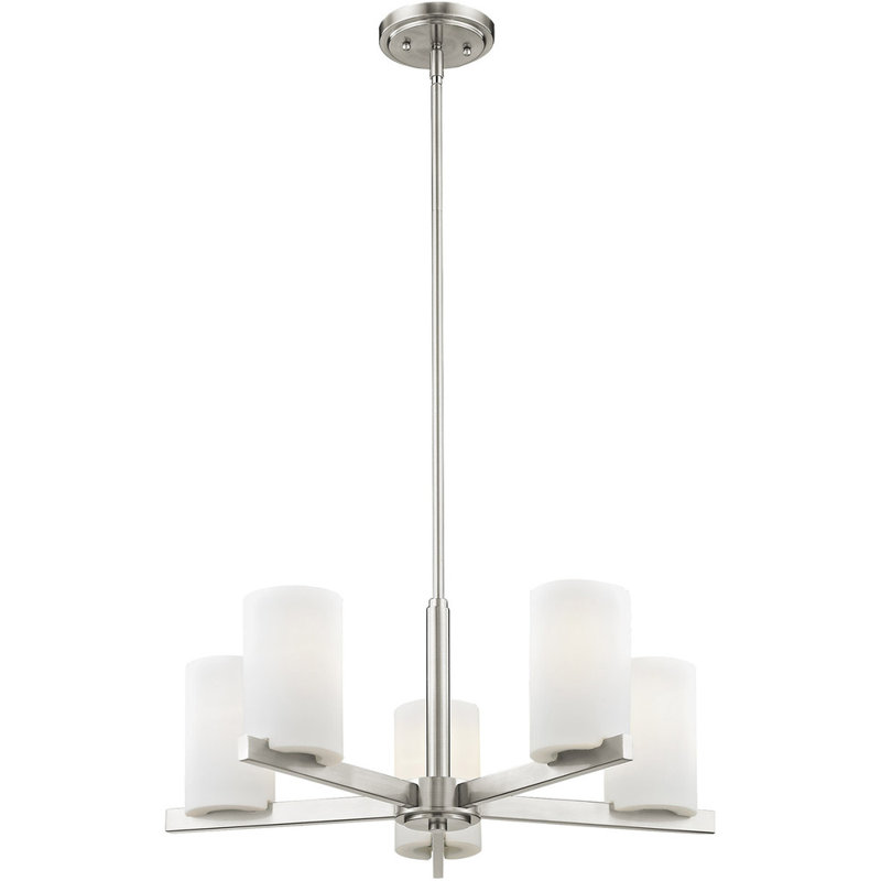 Latitude Run® 5 - Light Shaded Cylinder Chandelier with Hand Blown ...