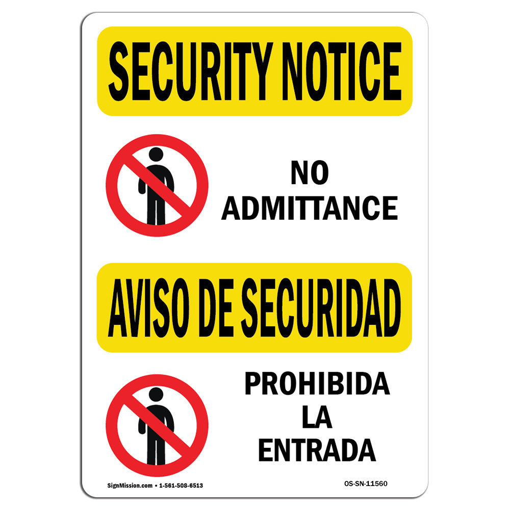 SignMission No Admittance Bilingual Aluminum Sign 12 x 18 - Wayfair Canada