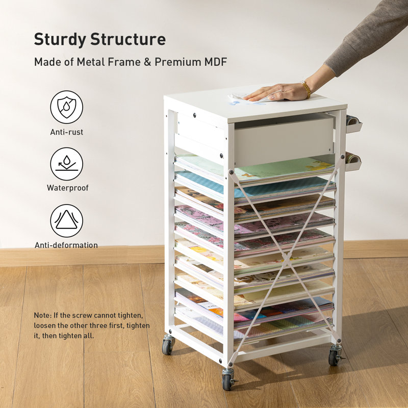 Rebrilliant Marshana Rolling Craft Table 12 x 12 Paper Storage Cart for ...