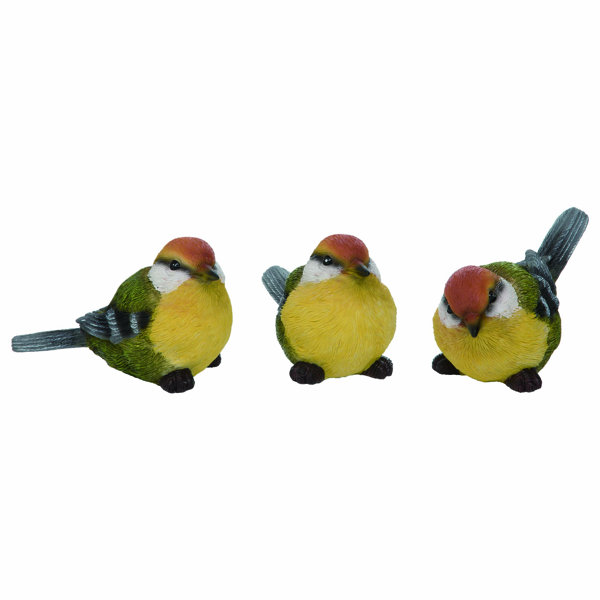 Lark ManorLarge Resin Red Cap Bird Set of 3 Spring Home Decorations ...