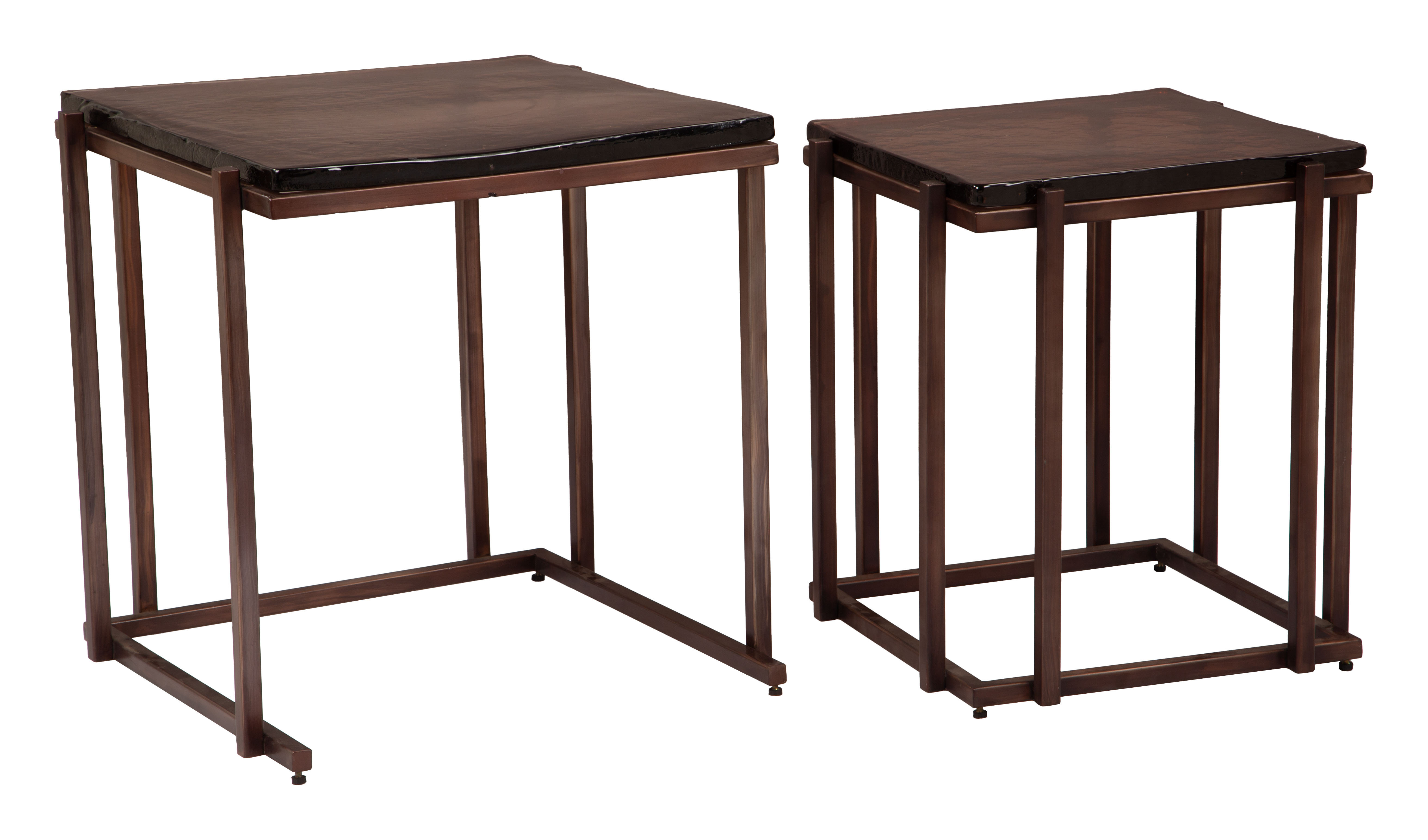 Orren Ellis Modern Nesting Tables Set Of 2 Bronze Side End Accent ...