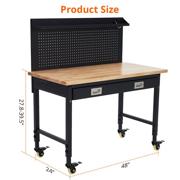 WFX Utility™ 48'' W Manufactured Wood Top Height-Adjustable Workbench ...