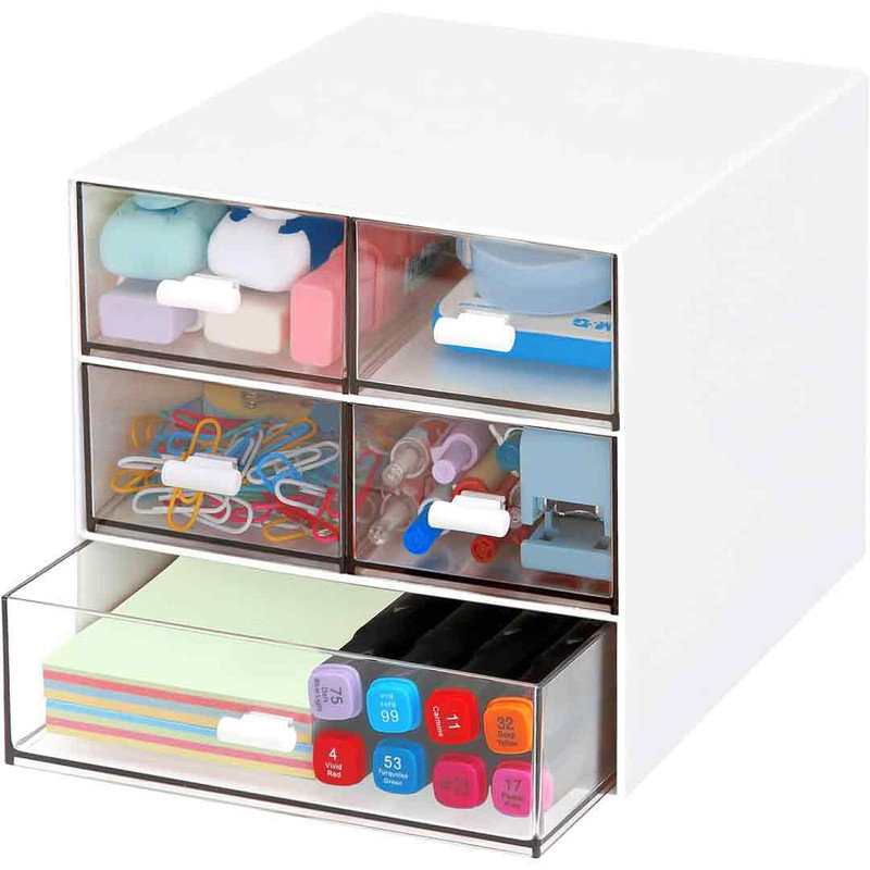 Ivy Bronx Desk Organizer with 5 Drawers, Rectangular Office Stationery ...