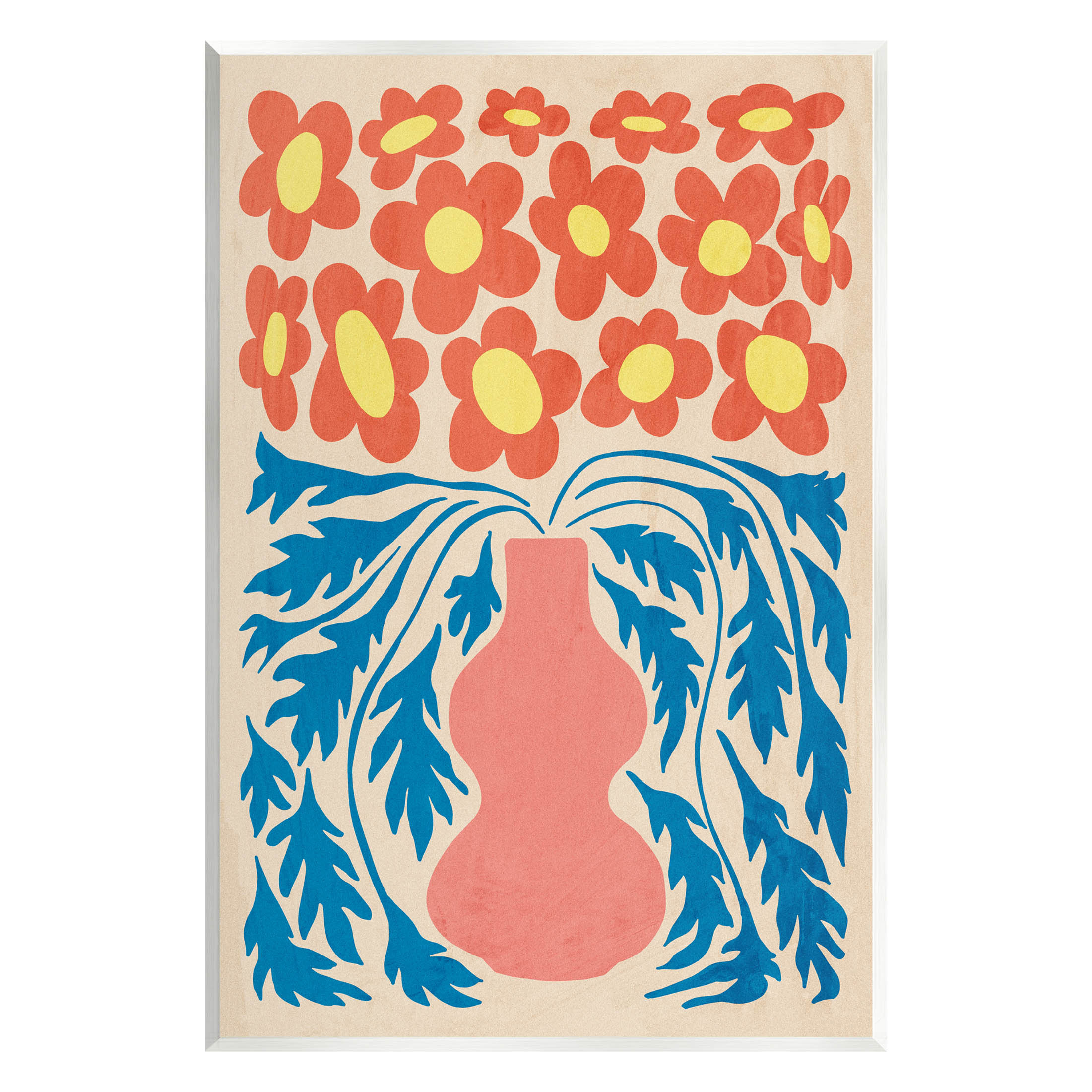 Stupell Industries Retro Flower Pattern Vase Wall Plaque Art By Ziwei ...