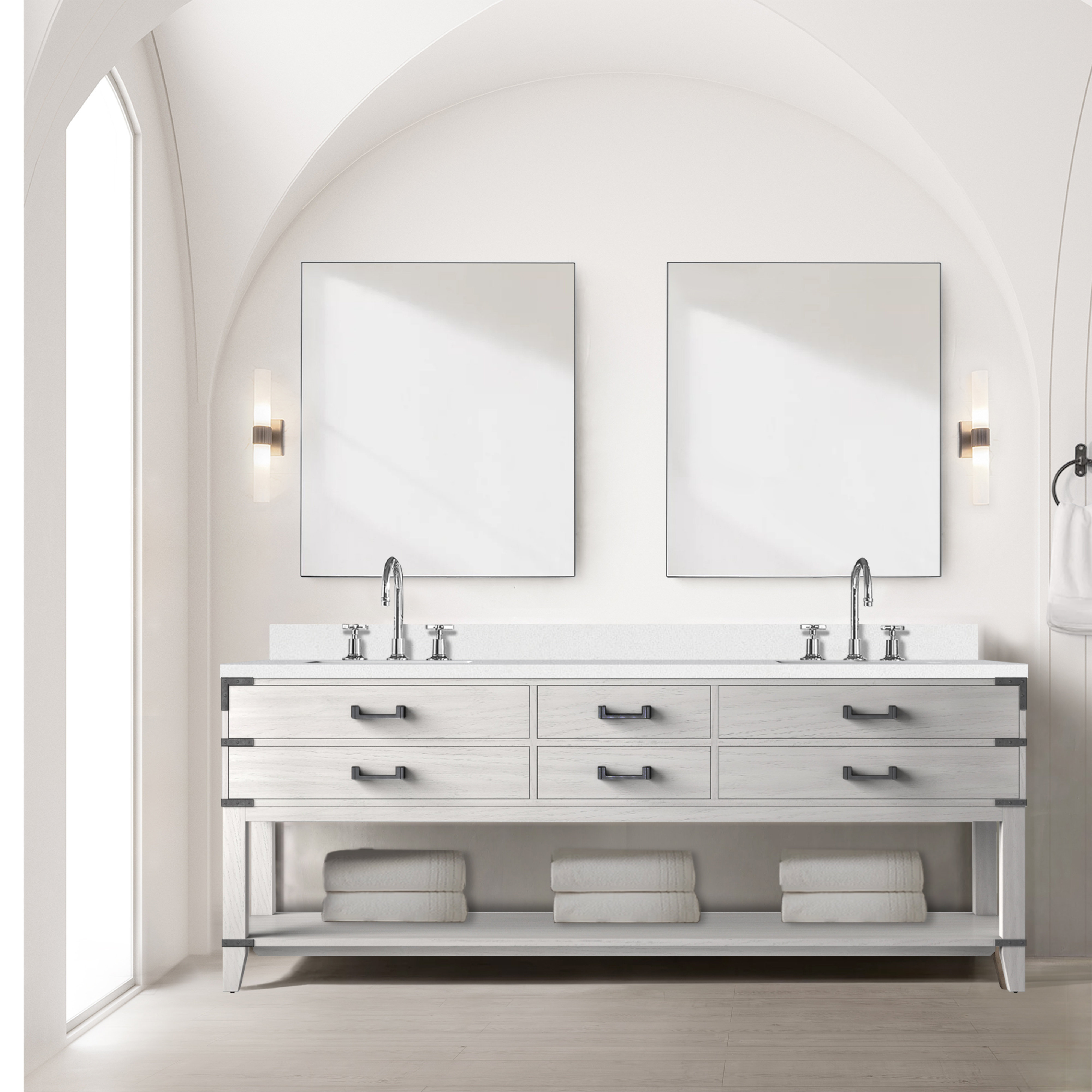 Bell+Modern Woodhaven 84 in W x 22 in D Double Bath Vanity, White ...