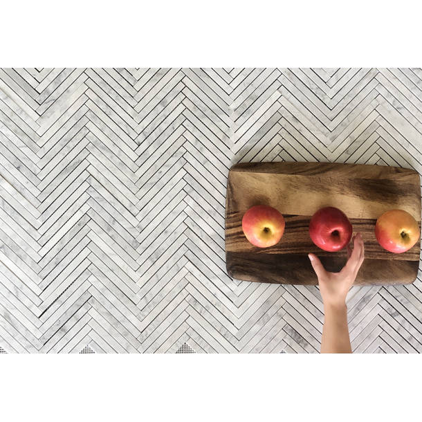 ES Stone 1" x 4" Marble Herringbone Mosaic Wall and Floor Tile | Perigold