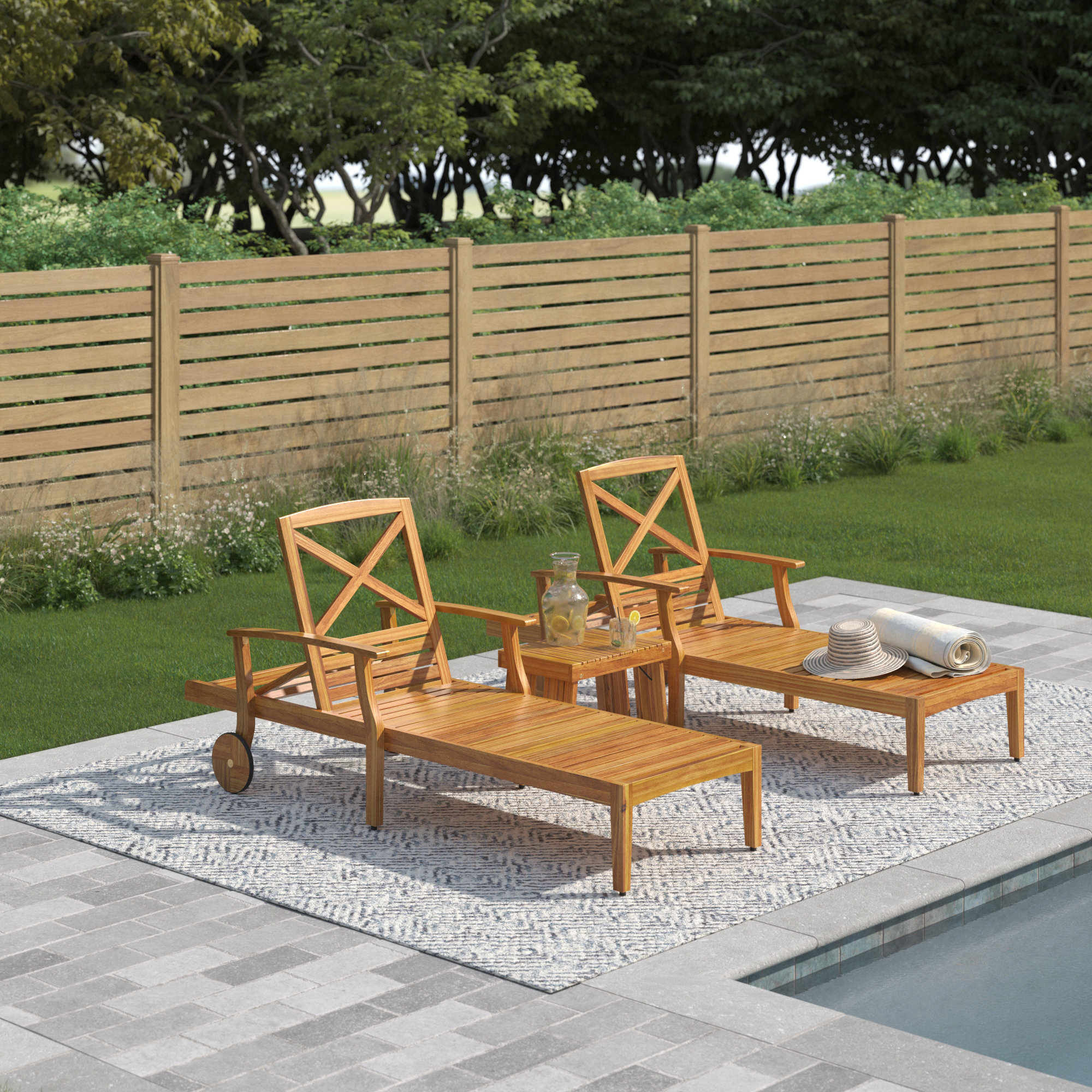 Sand & Stable™ Ivo Reclining Chaise Lounge with Table | Wayfair