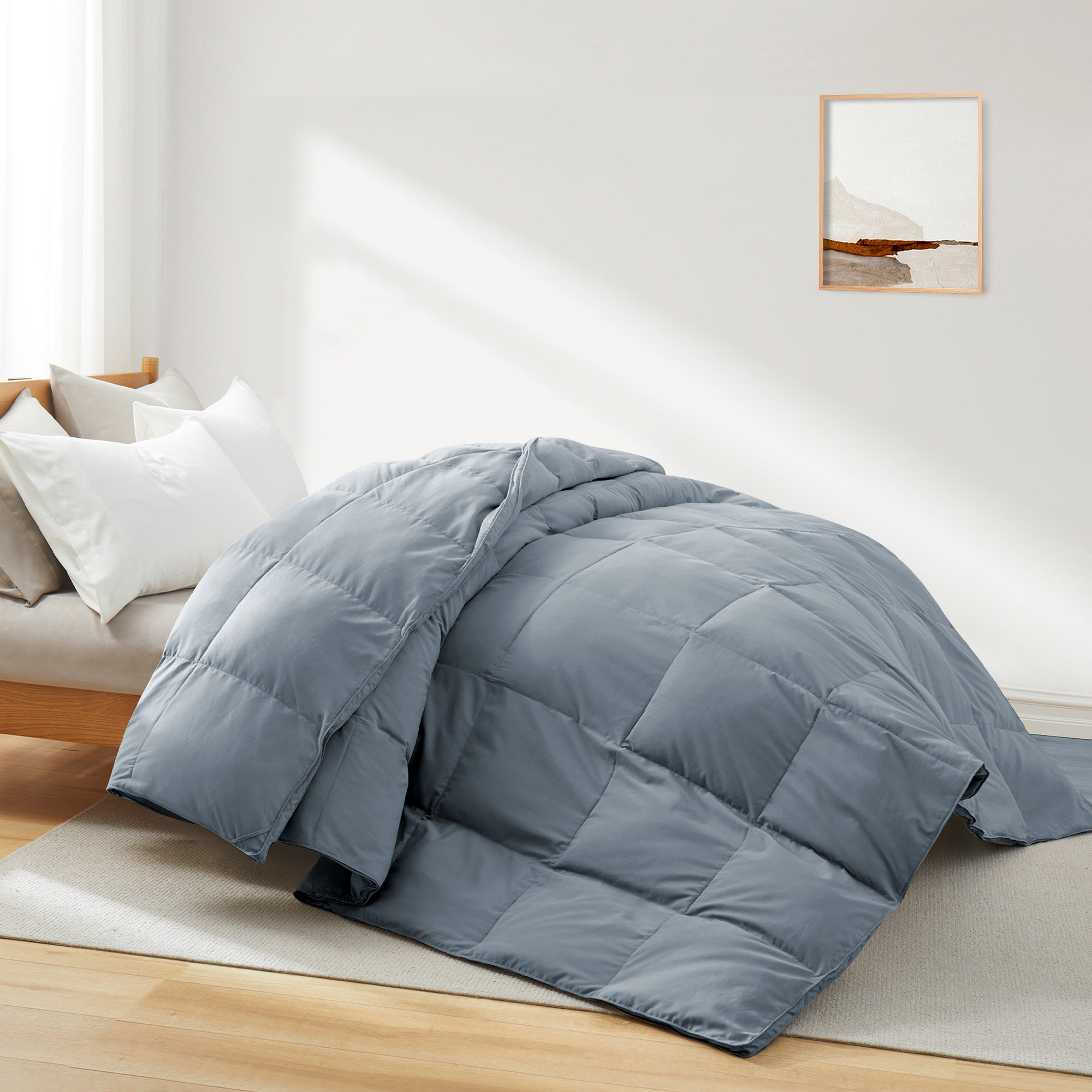 Latitude Run® Steel Blue Goose Feather Down All Season Comforter ...