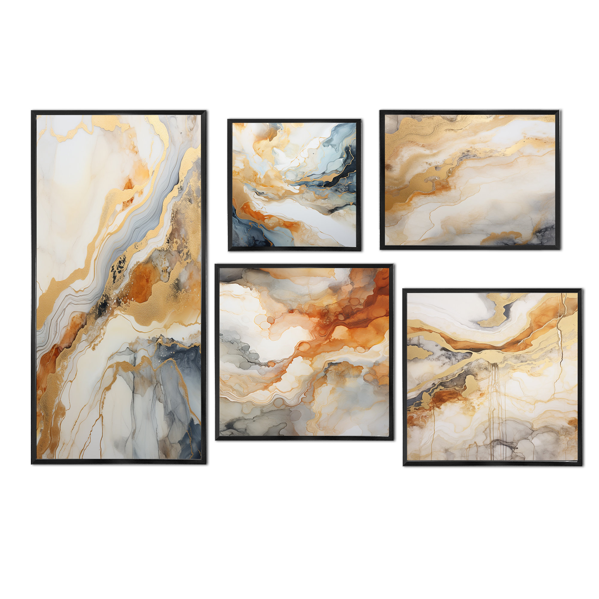 Ivy Bronx Abstract Beige And Gold Geyser Paint I - Abstract Collages ...