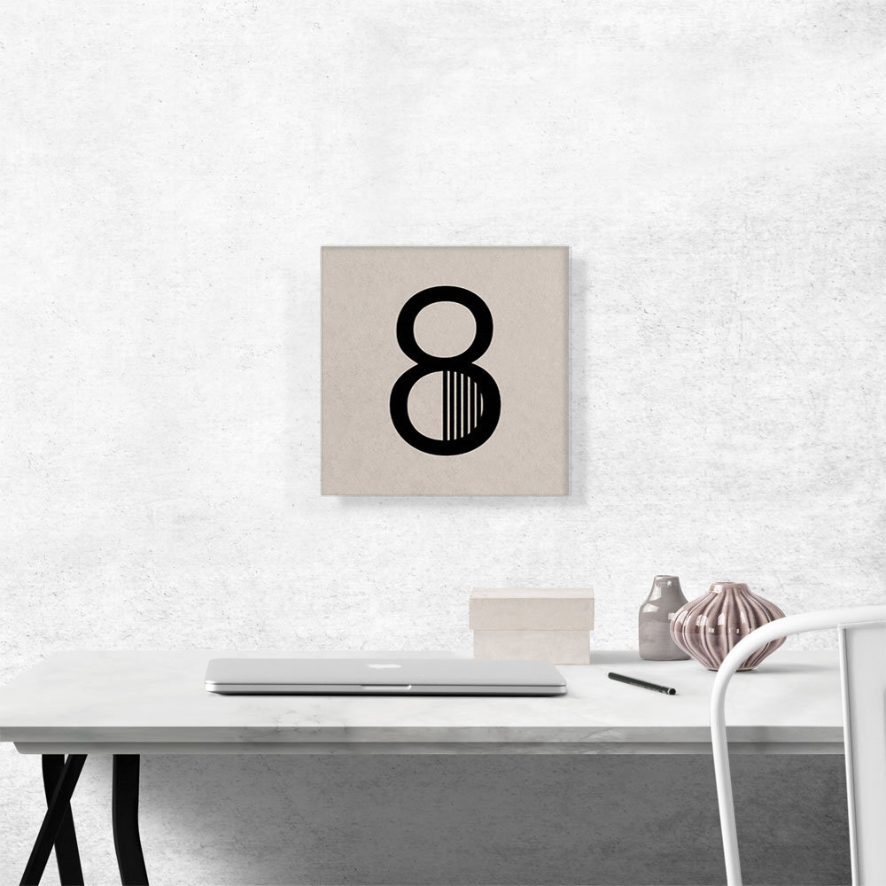 ARTCANVAS Beige Black Line Alphabet Number 8 Eight Numeral Canvas Art ...