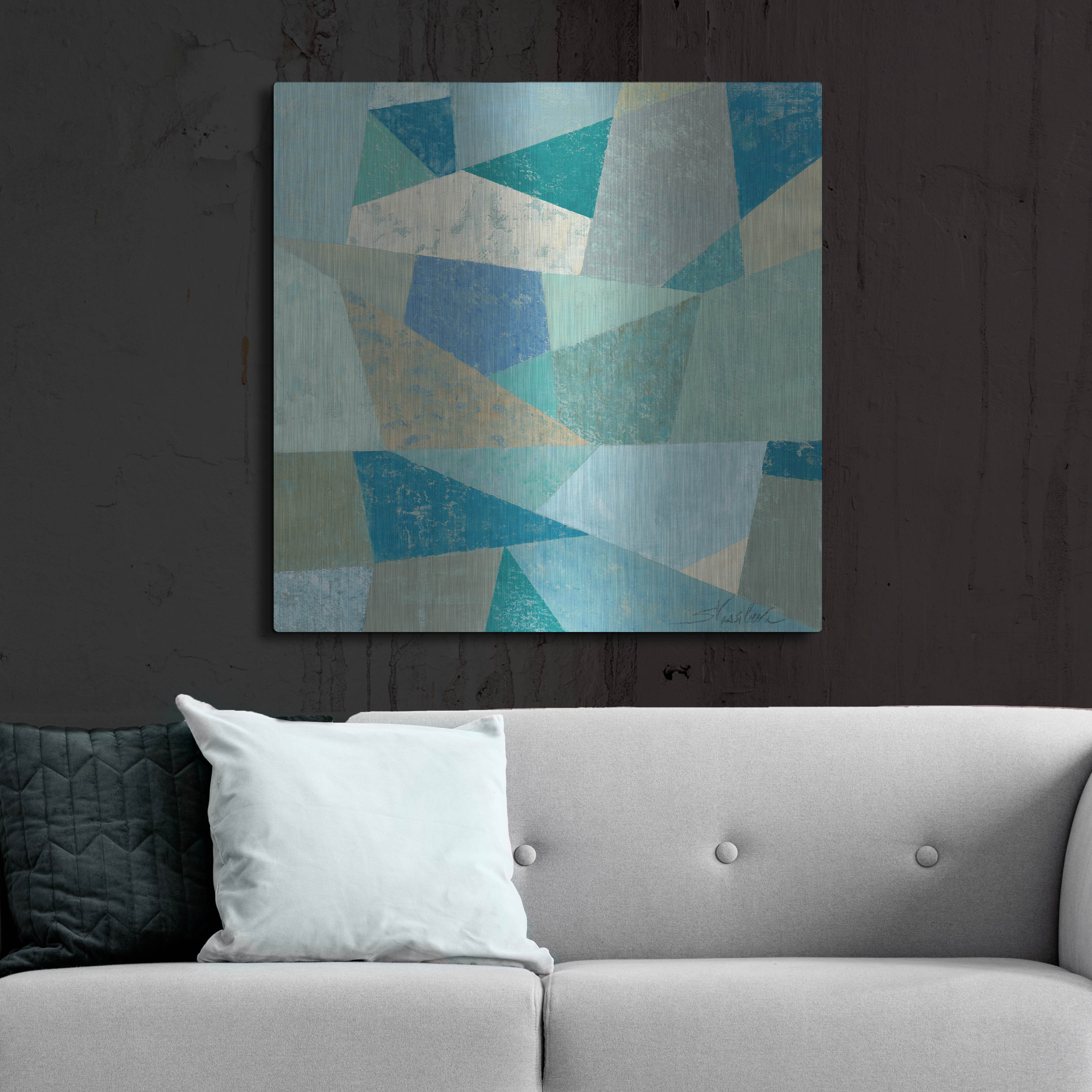 Wrought Studio™ 'Teal Geo Metric' by Silvia Vassileva, Metal Wall Art ...