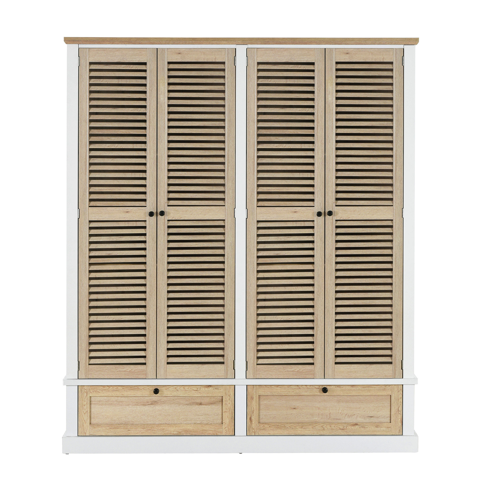 Ophelia & Co. 4 Shutter Door Wardrobe Armoire Closet With 2 Drawers ...