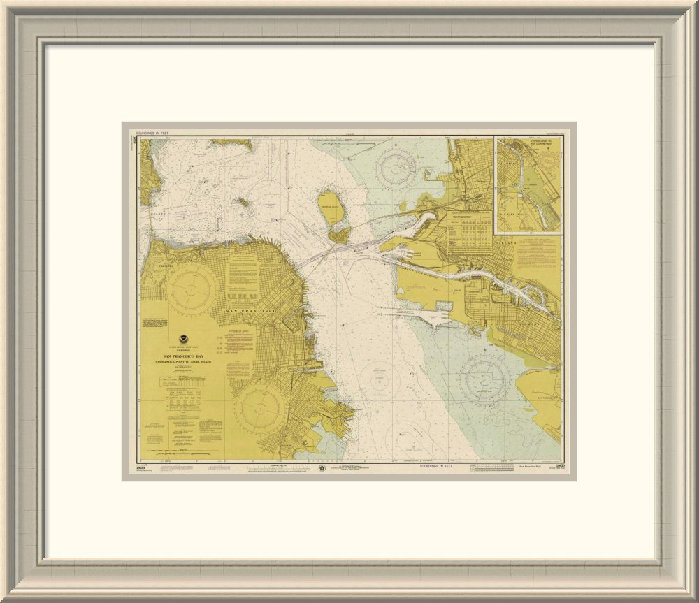 East Urban Home 'Nautical Chart - San Francisco Bay Ca. 1975 - Sepia ...