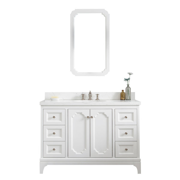 Alcott Hill® Queen 48" Sink Carrara Quartz Countertop Bath Vanity with ...