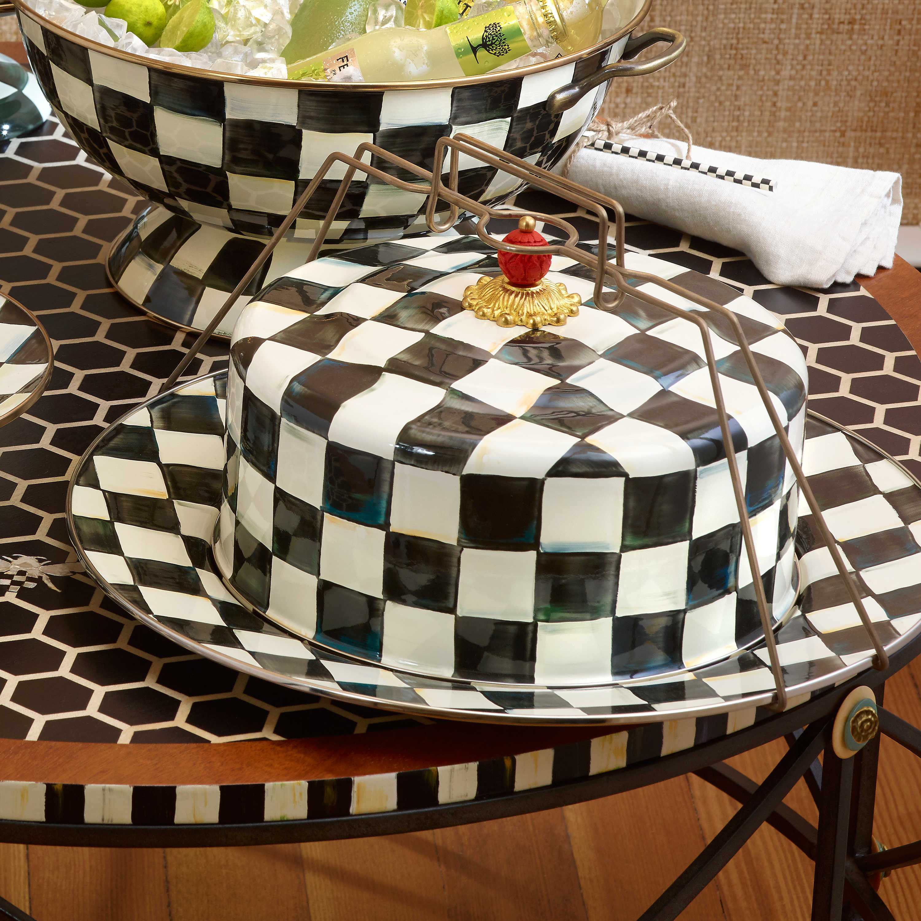 MacKenzie-Childs Courtly Check® Cake Carrier & Reviews | Wayfair