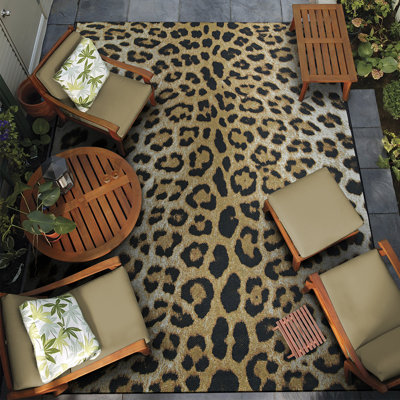 Bungalow Rose Ehren Animal Print New Gold Indoor Outdoor Area Rug ...