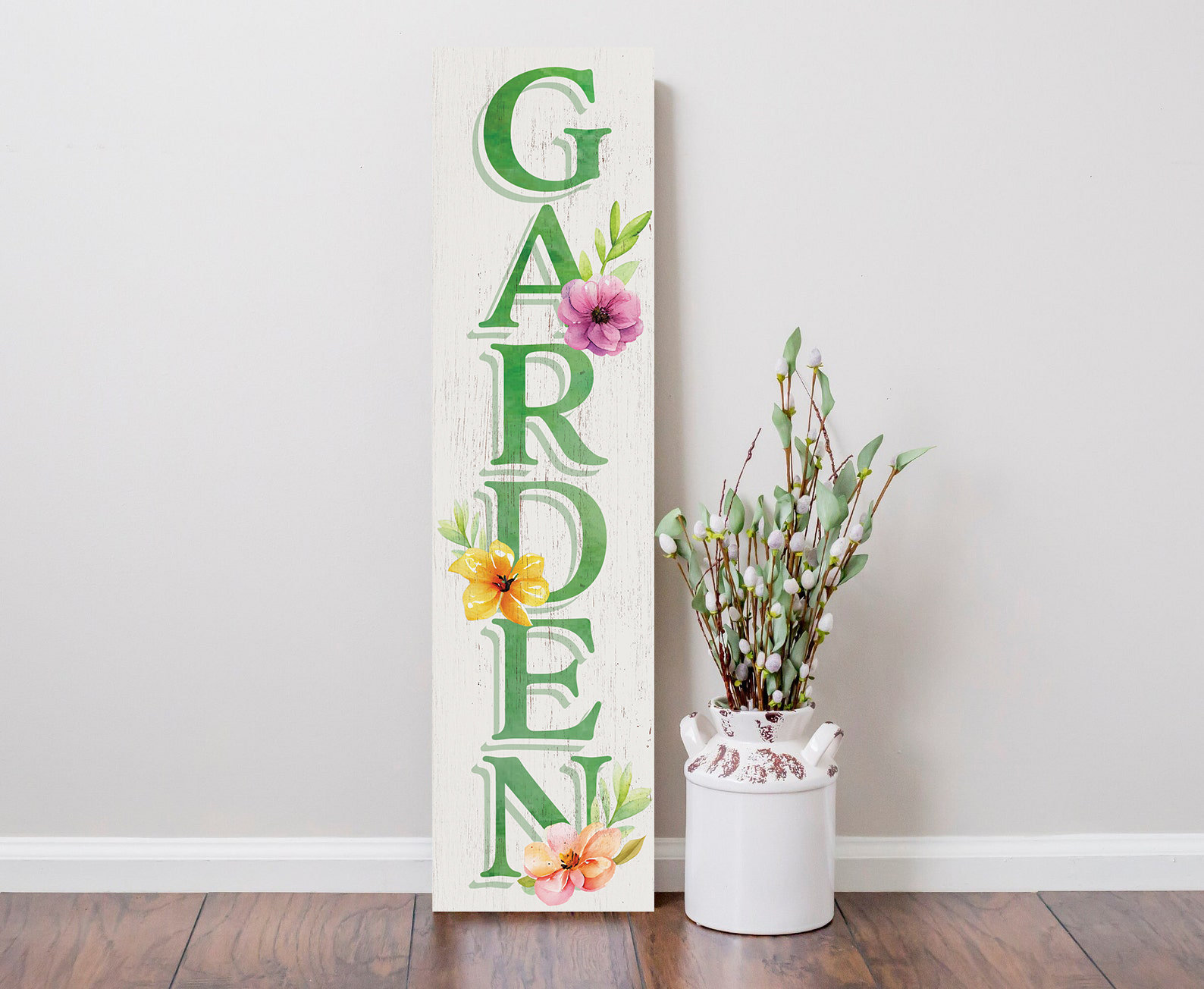 Winston Porter 36in Spring Garden Sign for Front Door - Wooden Porch ...