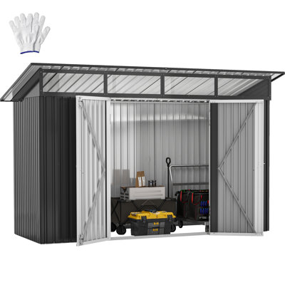 AECOJOY 4' Sheds & Outdoor Storage With Attached Hardtop Metal Pergola ...