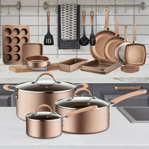 NutriChef 20 - Piece Non-Stick Aluminum Cookware Set & Reviews | Wayfair