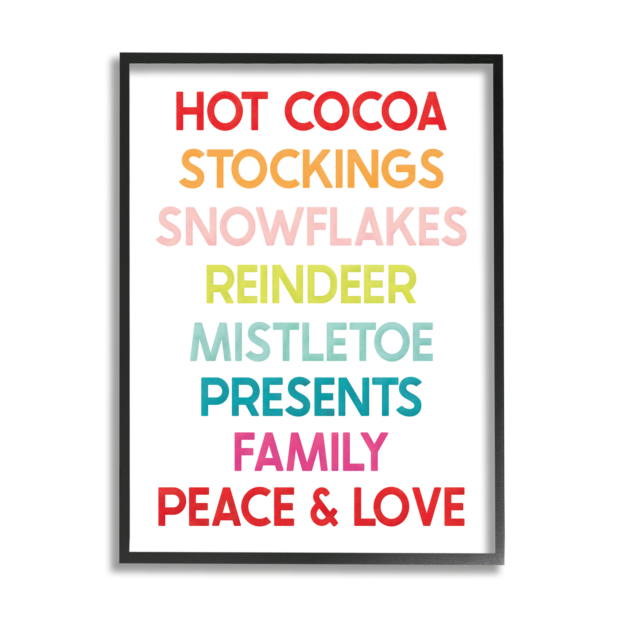 Stupell Industries Peace & Love Rainbow Christmas List Framed Giclee ...