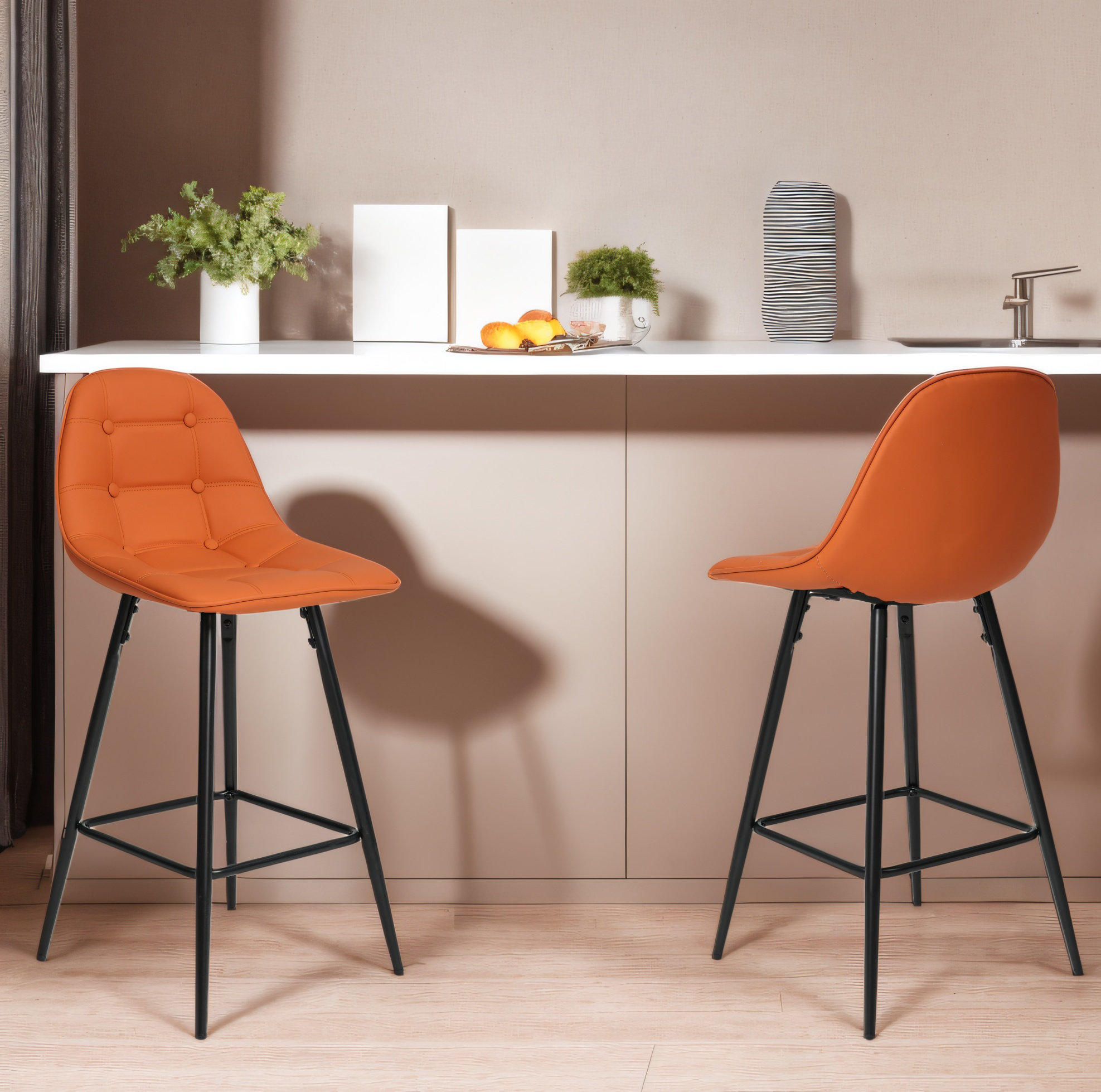 Latitude Run® Set of 2 bar stools with backrest and footstool,25.5 ...