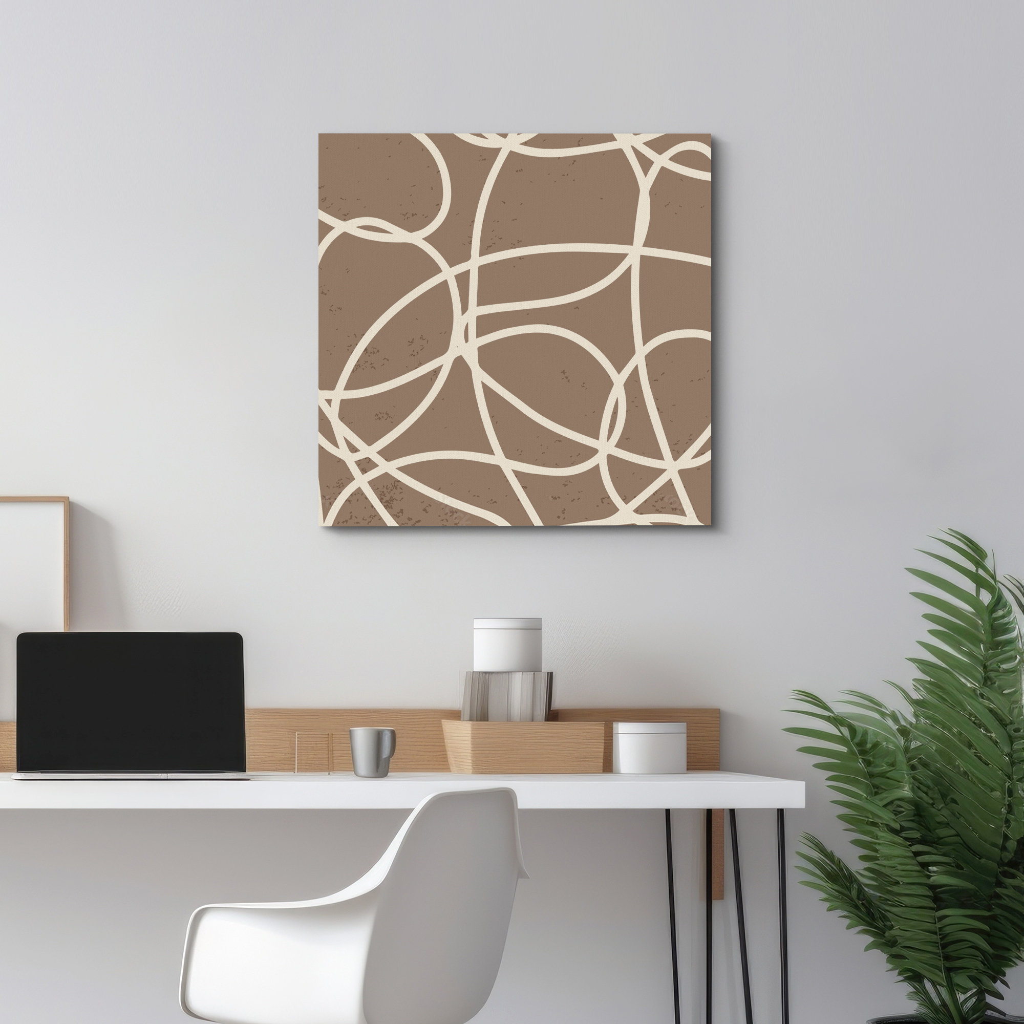 IDEA4WALL Abstarct Brown Line Geometric Modern Contemparory Wall Decor ...