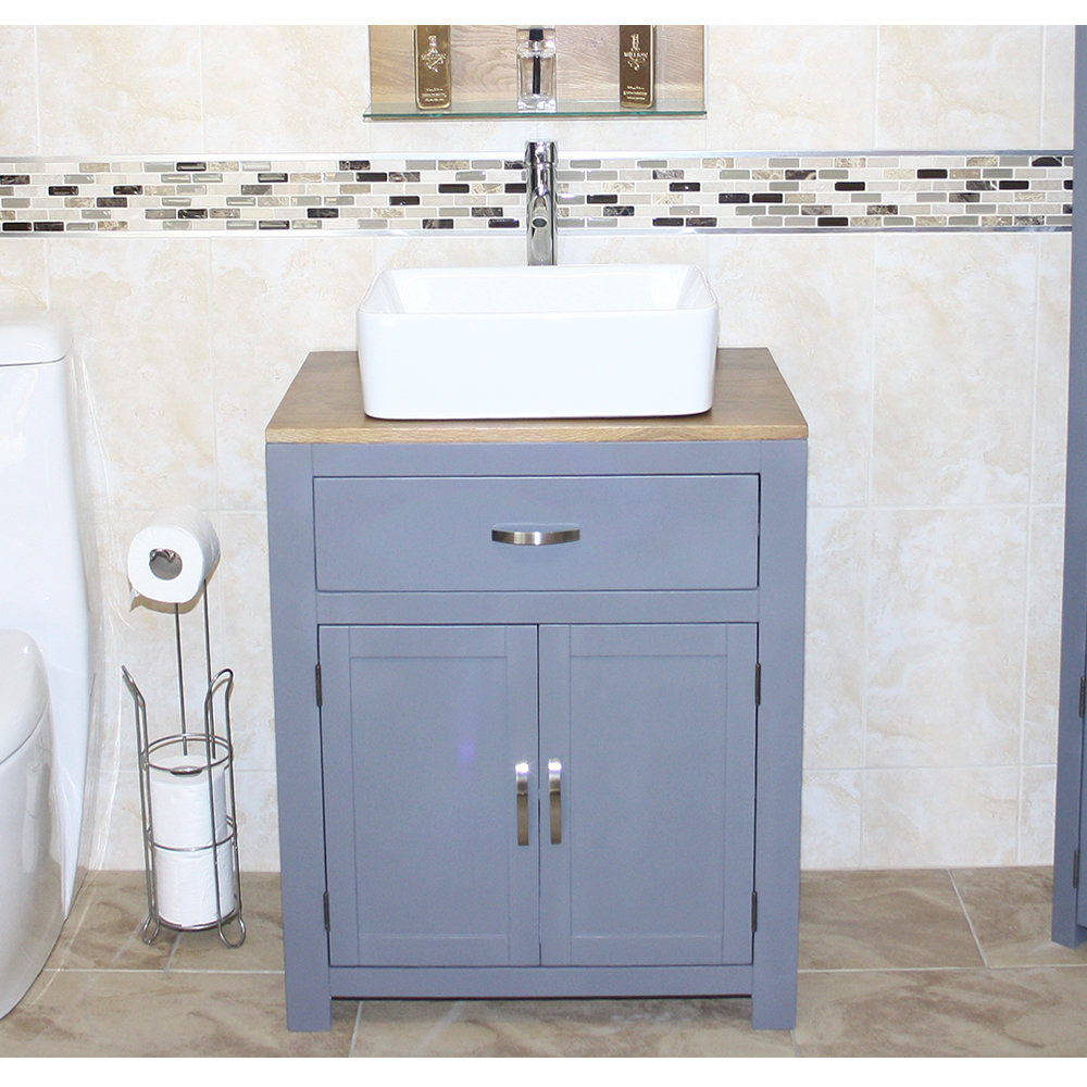 August Grove Jada 700mm Free-standing Single Bathroom Vanity with Solid ...