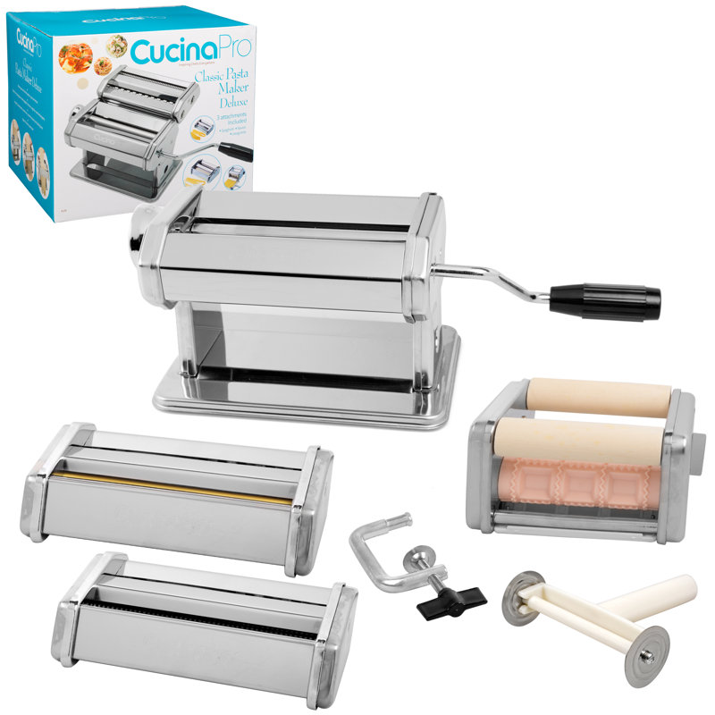 CucinaPro Pasta Fresh Series Manual Pasta Maker with 3 Attachments ...