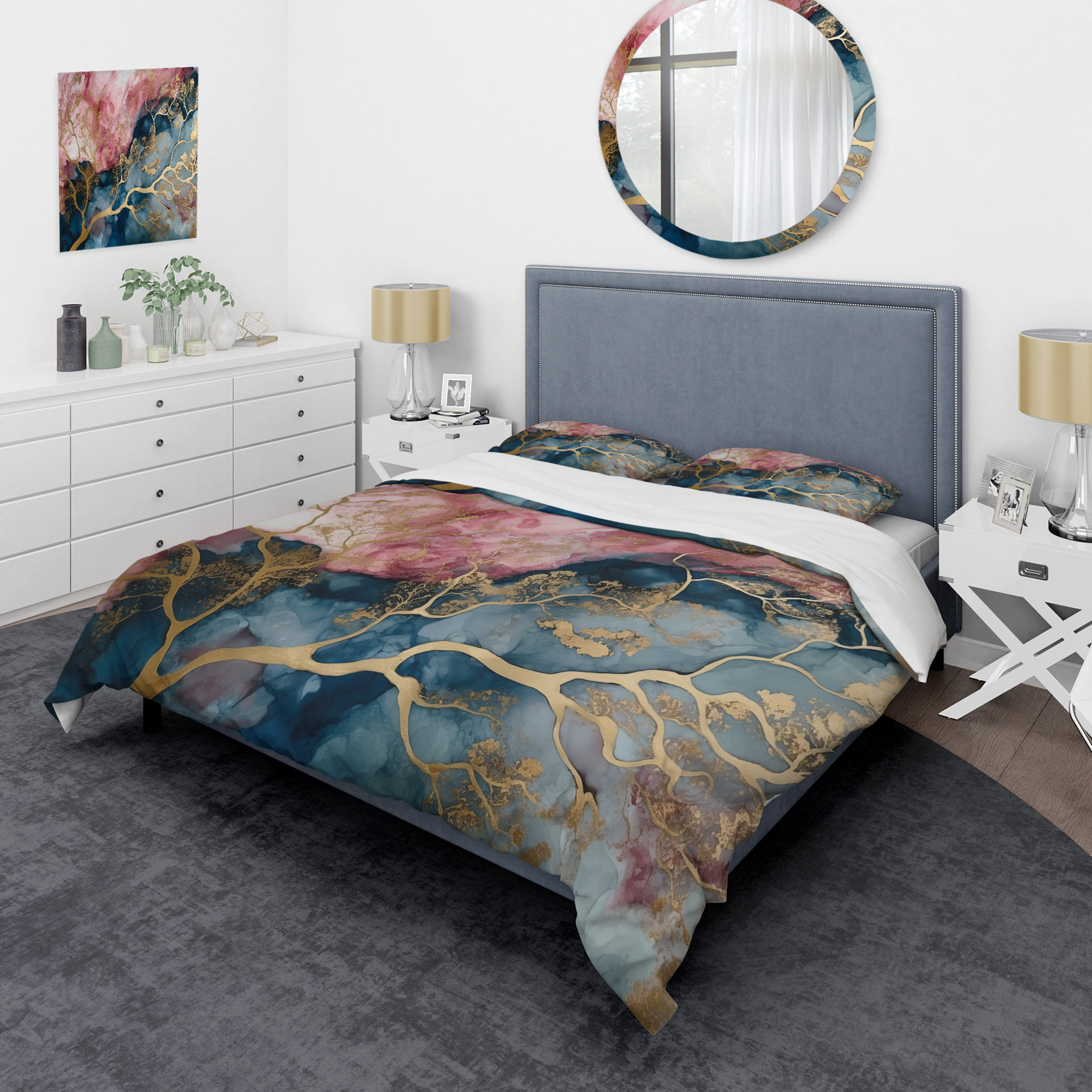 Design Art Exploring The Depths Of Pink Geode I - Abstract Marble Duvet ...