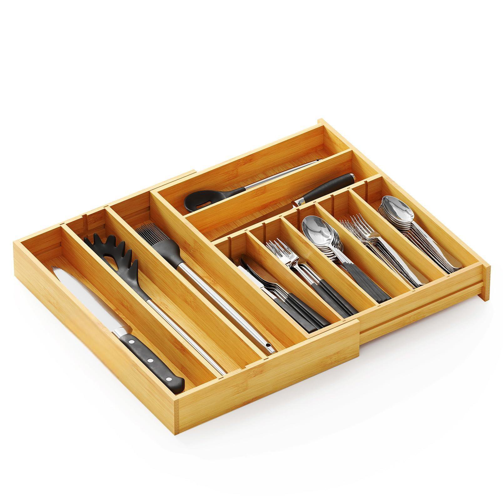 One Allium Way® 2.5" High Bamboo Silverware Drawer Organizer With ...