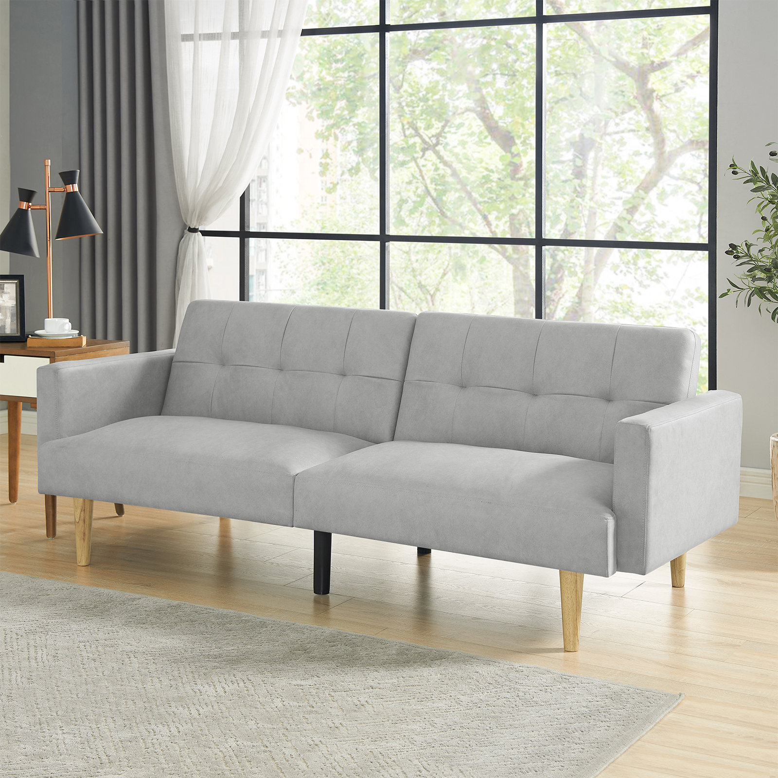 Inbox Zero 75" Faux Leather Square Arm Sofa Bed - Wayfair Canada