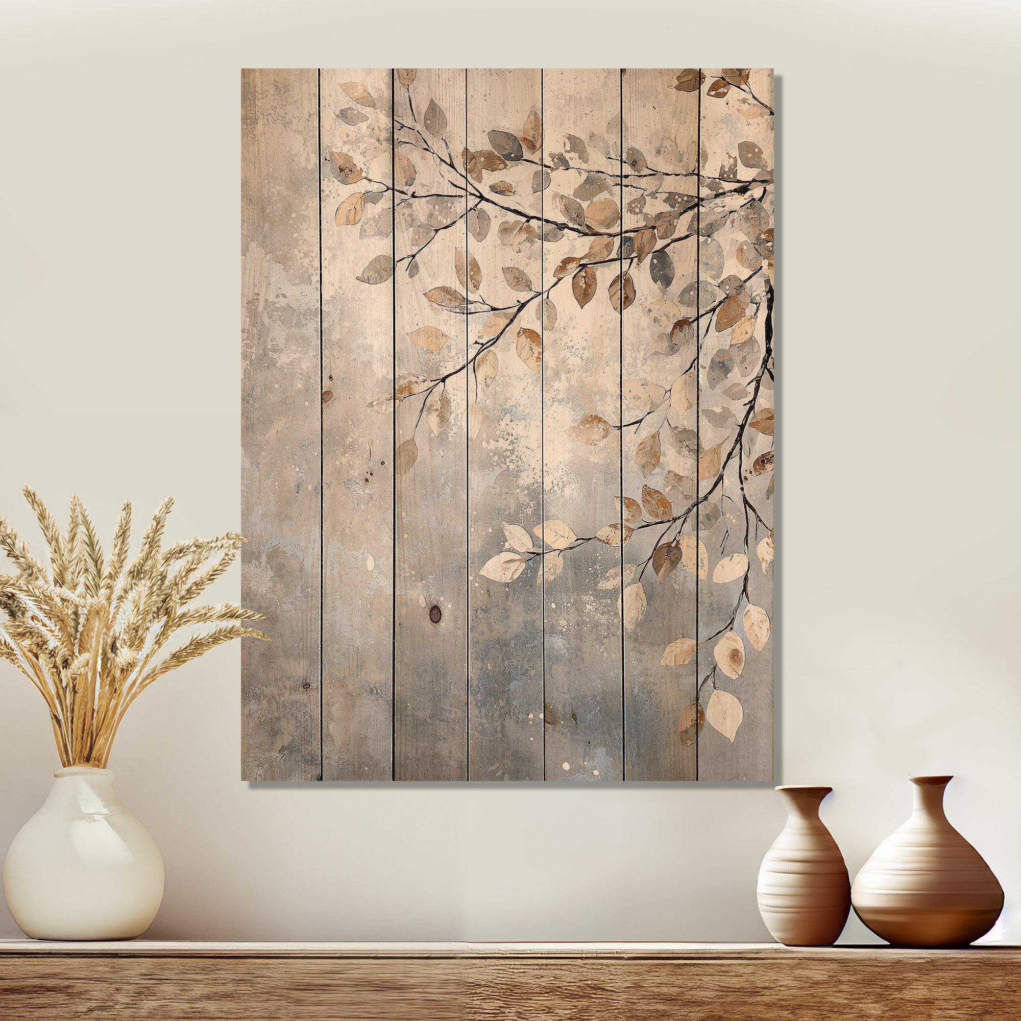 Ophelia & Co. Branches Leave In The Snow III - Leaves Wood Wall Decor ...
