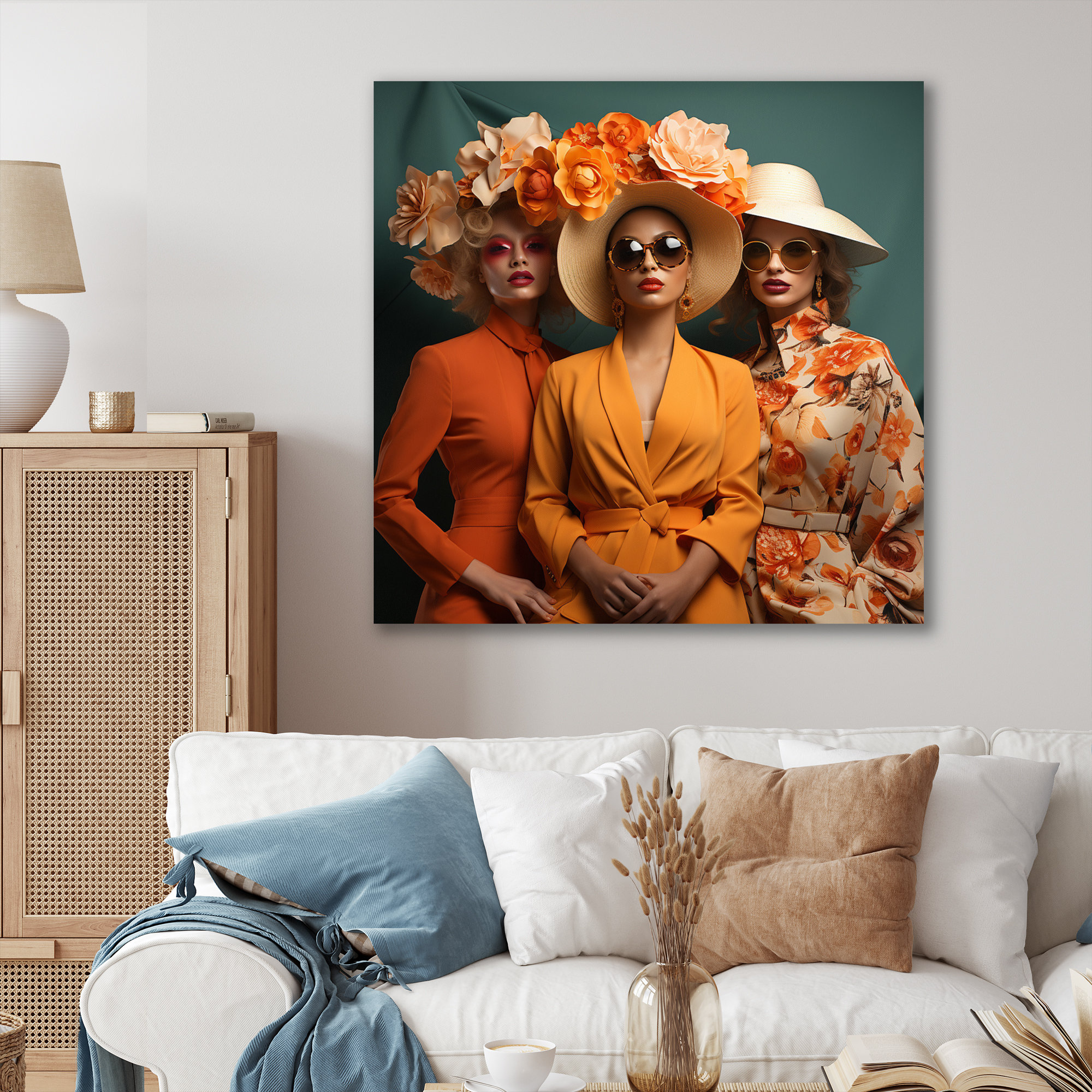Everly Quinn Orange Fashion Hat Women II - Fashion Wall Decor | Wayfair