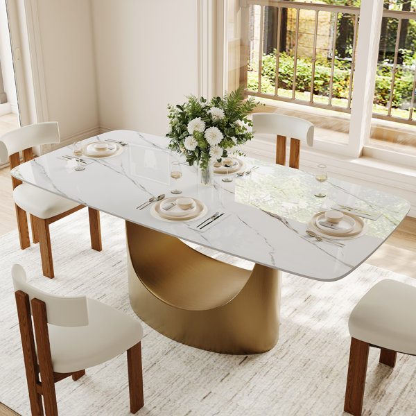 Everly Quinn 63-95" Extendable Modern White Dining Table for 4-10 ...