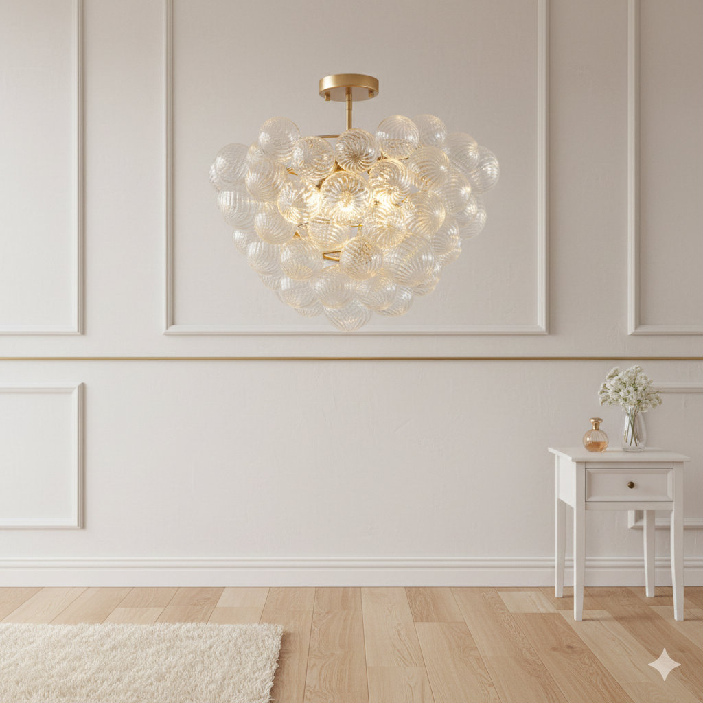 Mercer41 A 20-Inch Gold Ceiling Pendant Light With A Threaded Clear ...