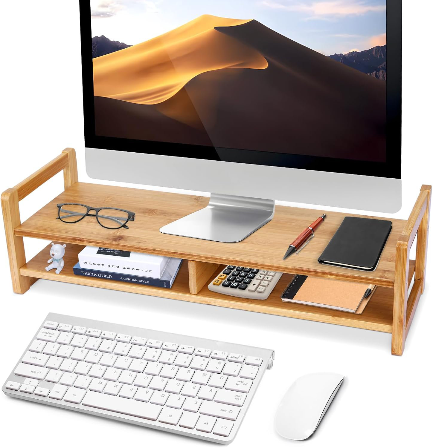 HomCom Bamboo Monitor Stand | Wayfair