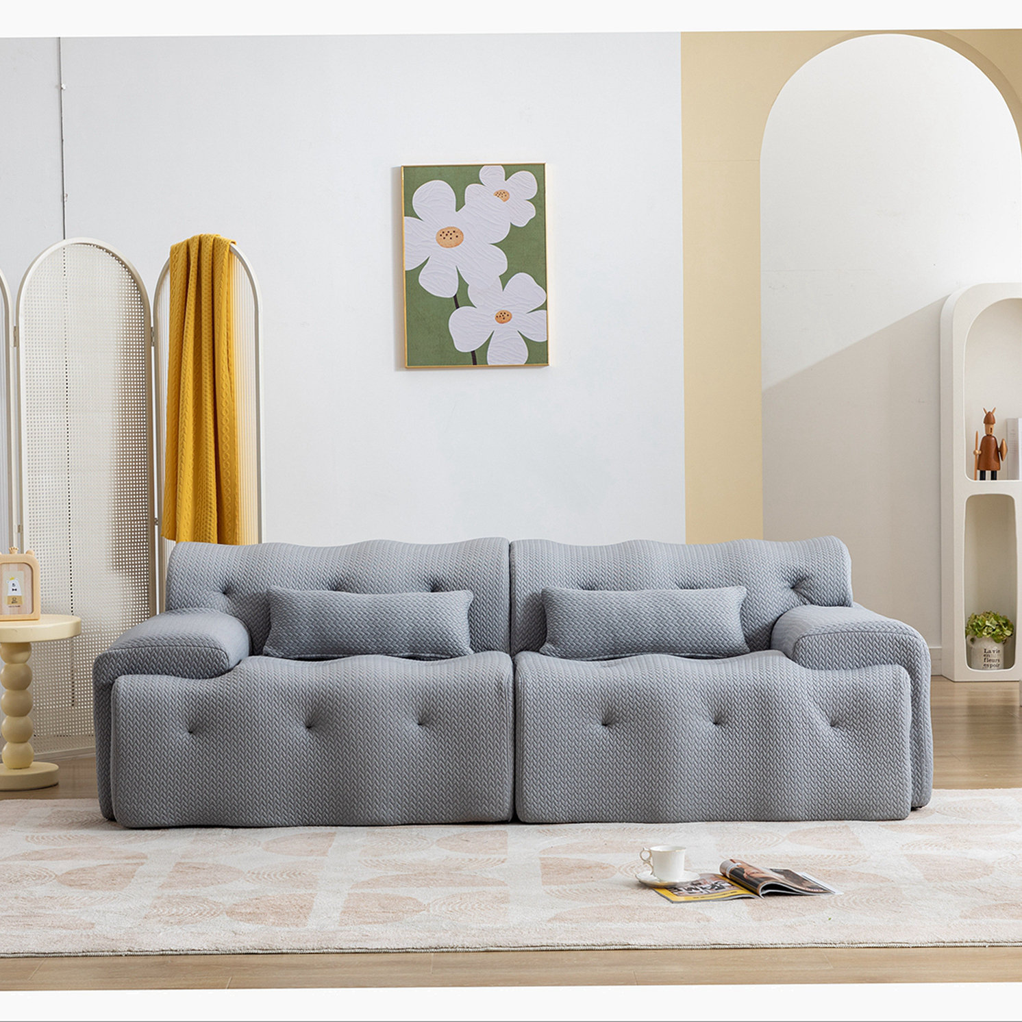 Ivy Bronx Graybeige Chaise Lounge Sleeper Sofa Bed Chair Rivets | Wayfair