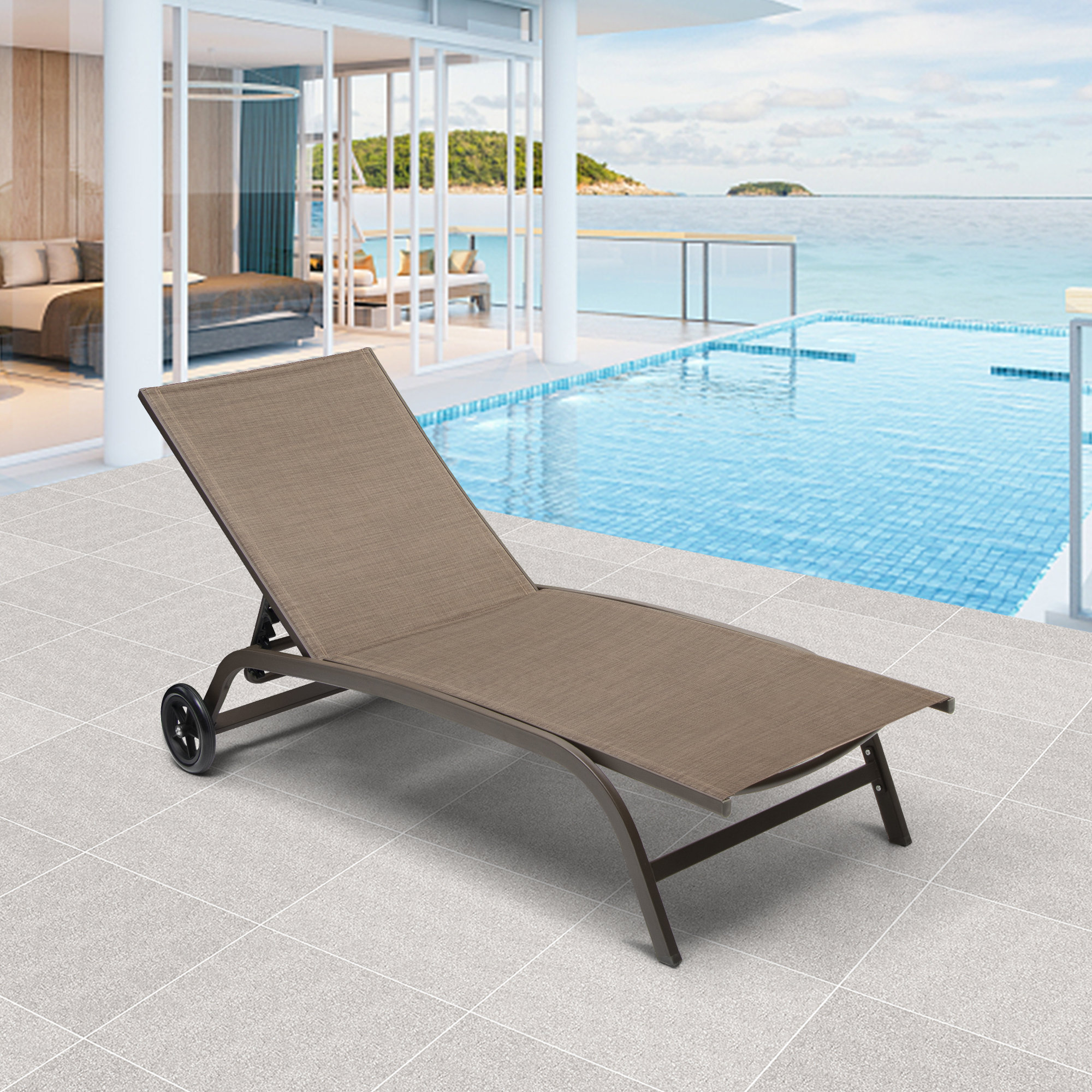 Latitude Run® Crescentino 66.93" Long Single Chaise Lounge with Wheels & Reviews | Wayfair