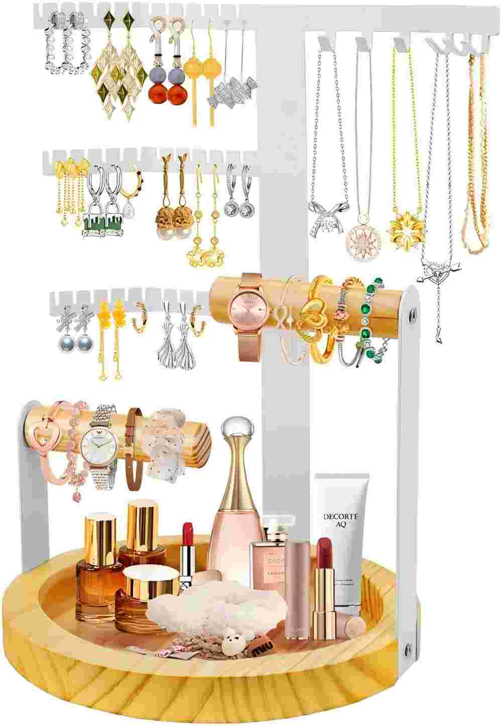 George Oliver Jewelry Storage Rack, 3-Layer Earring Rack Storage Box ...