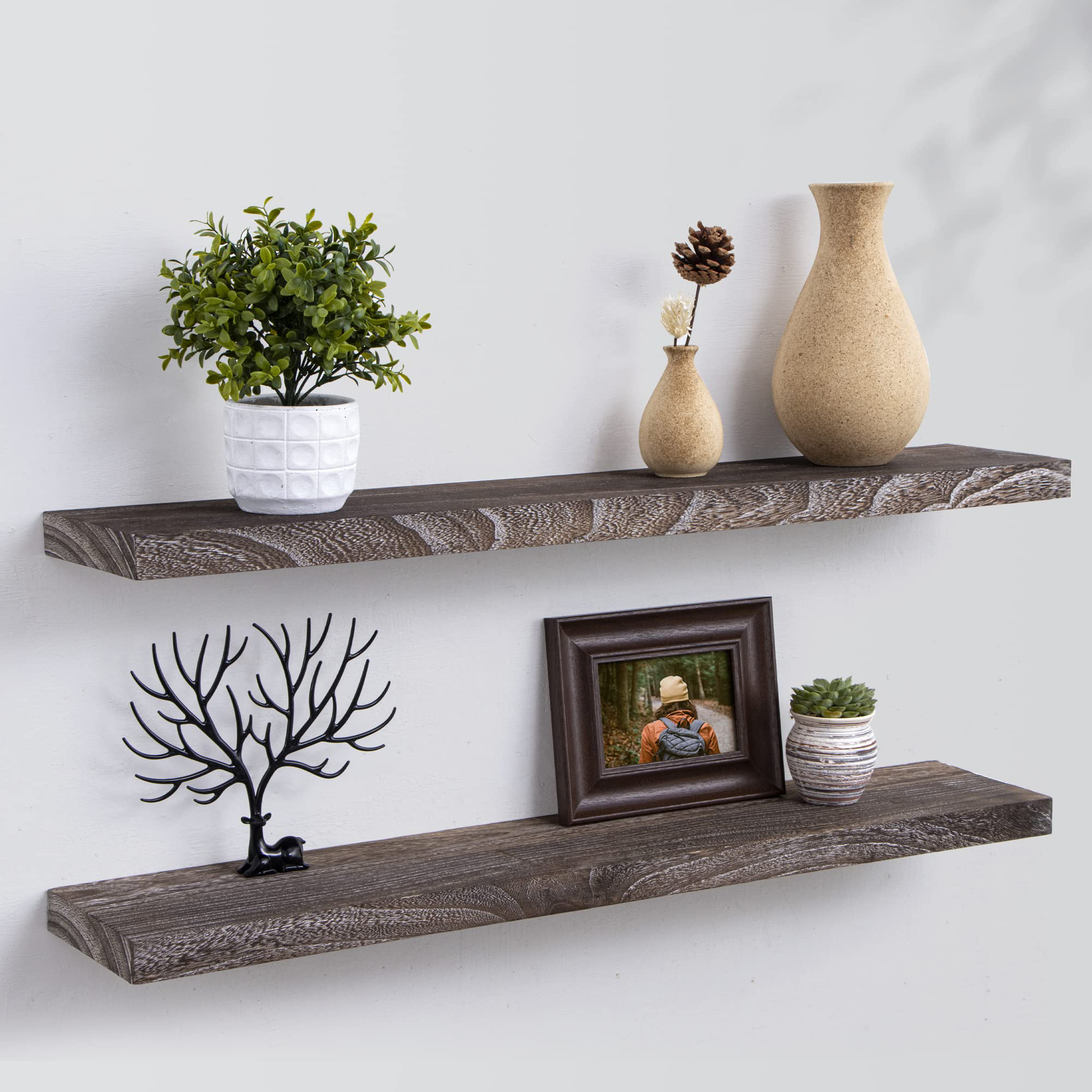 Latitude Run® Zeilah 2 Piece Solid Wood Floating Shelf for Wall ...