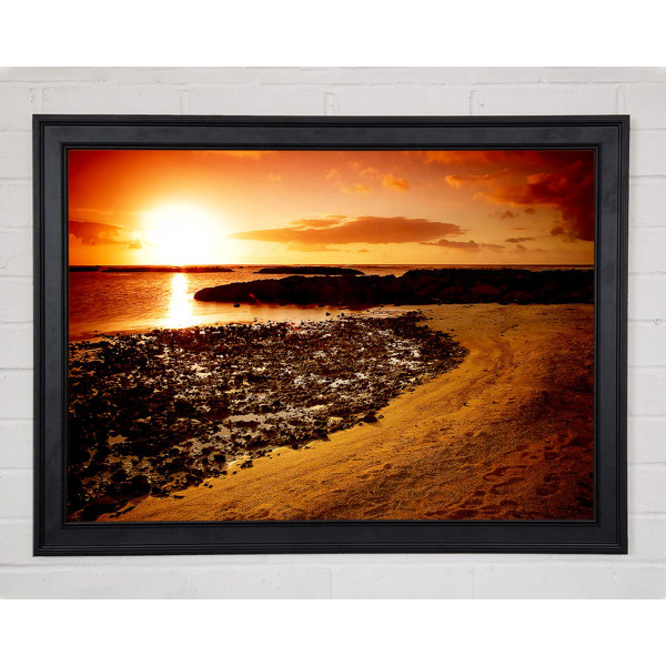 Highland Dunes Ochre Ocean Sunset Framed Print 9467 | Wayfair.co.uk