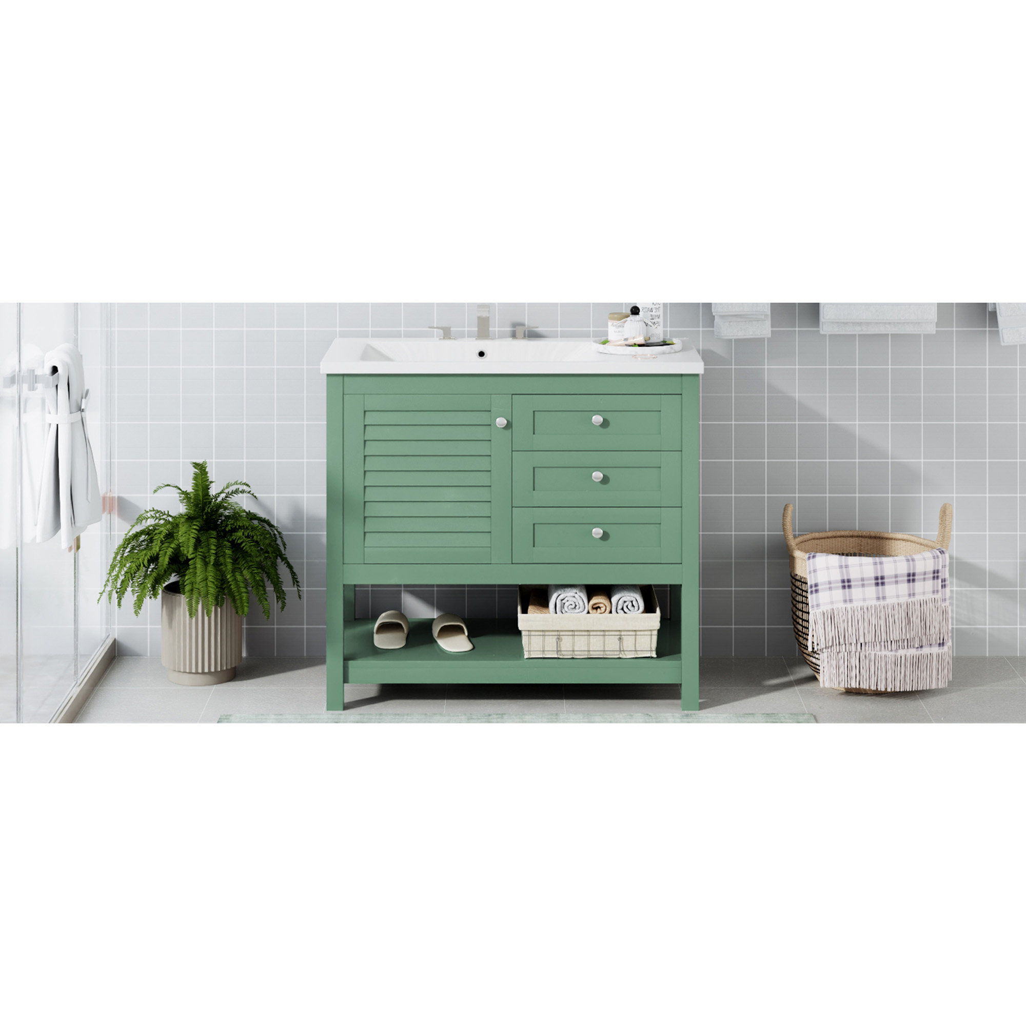 Winston Porter 36'' Bathroom Vanity with Undermount Sink, Free Standing ...