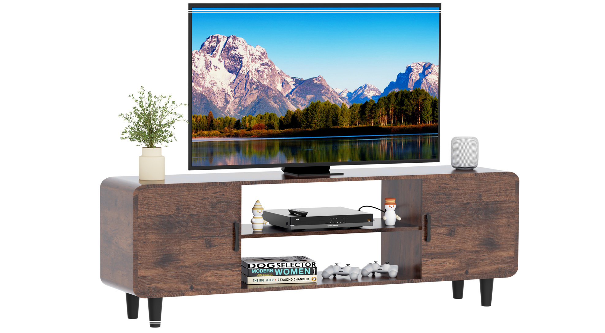 Millwood Pines TV Stand for 55 Inch TV, Entertainment Center with ...