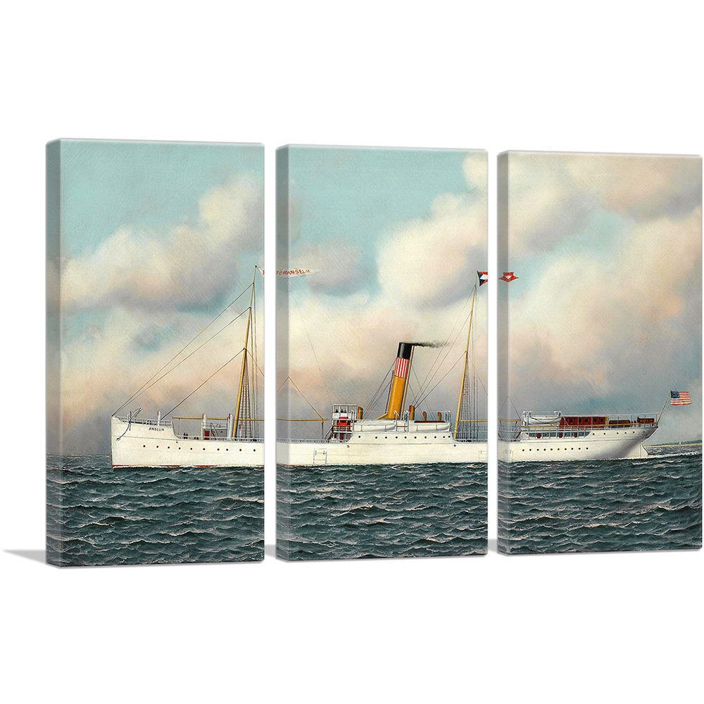 ARTCANVAS The Steam Ship S.S. Anselm Outward Bound by Antonio Jacobsen ...