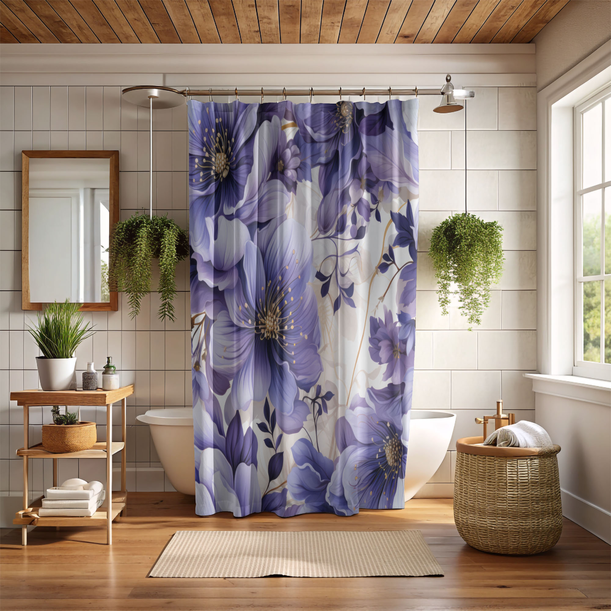 Bay Isle Home™ Violet Sprig - Premium Shower Curtain | Wayfair