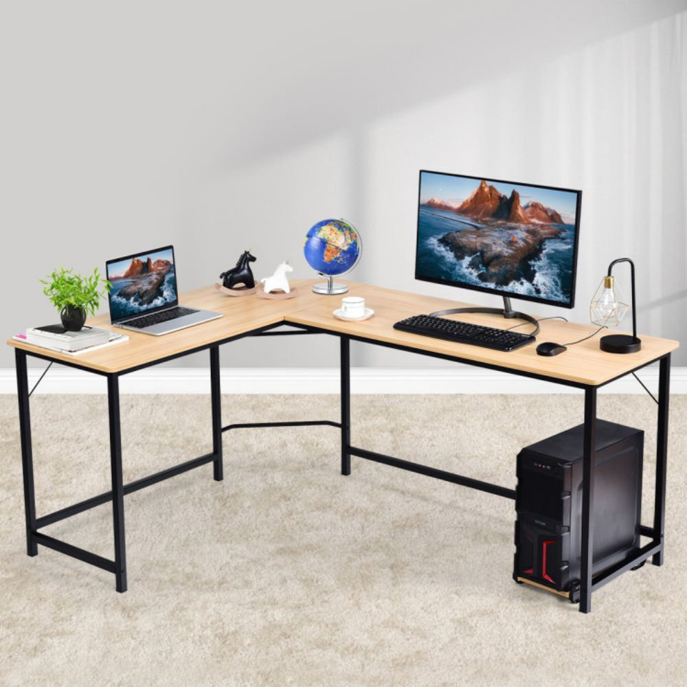 Ebern Designs L-Shaped Corner Computer Desk With CPU Stand And Spacious ...