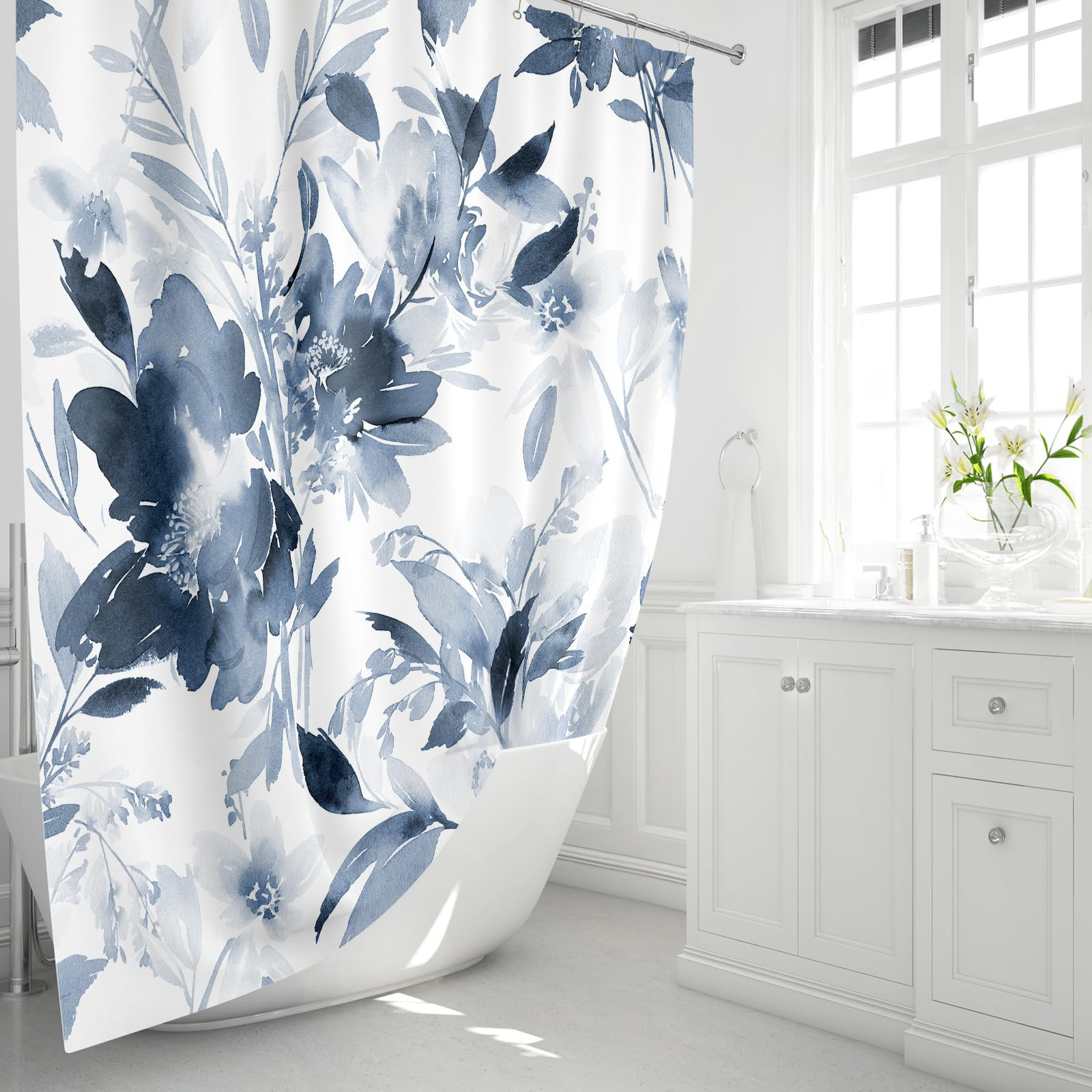 Ivy Bronx Spring Summer Watercolor Flower Shower Curtains For Bathroom ...